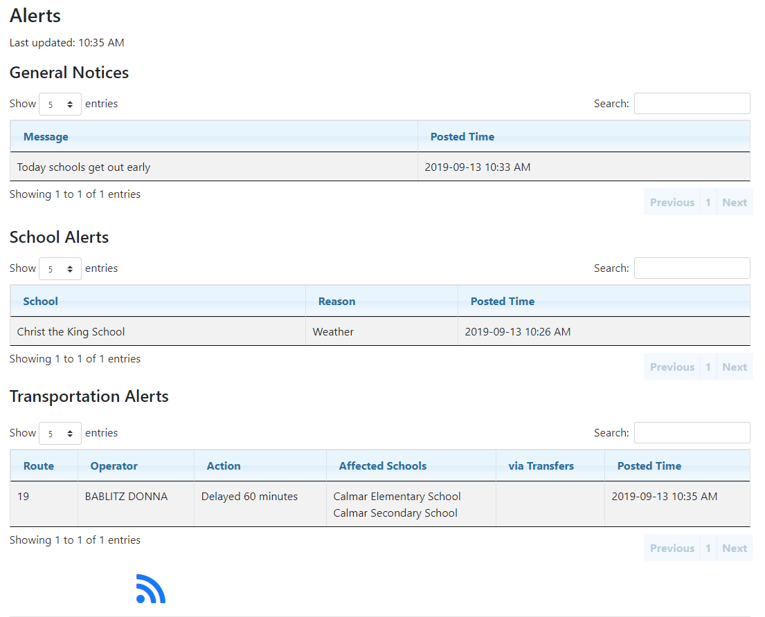 Public & Parent Access > Public Tools > Alerts